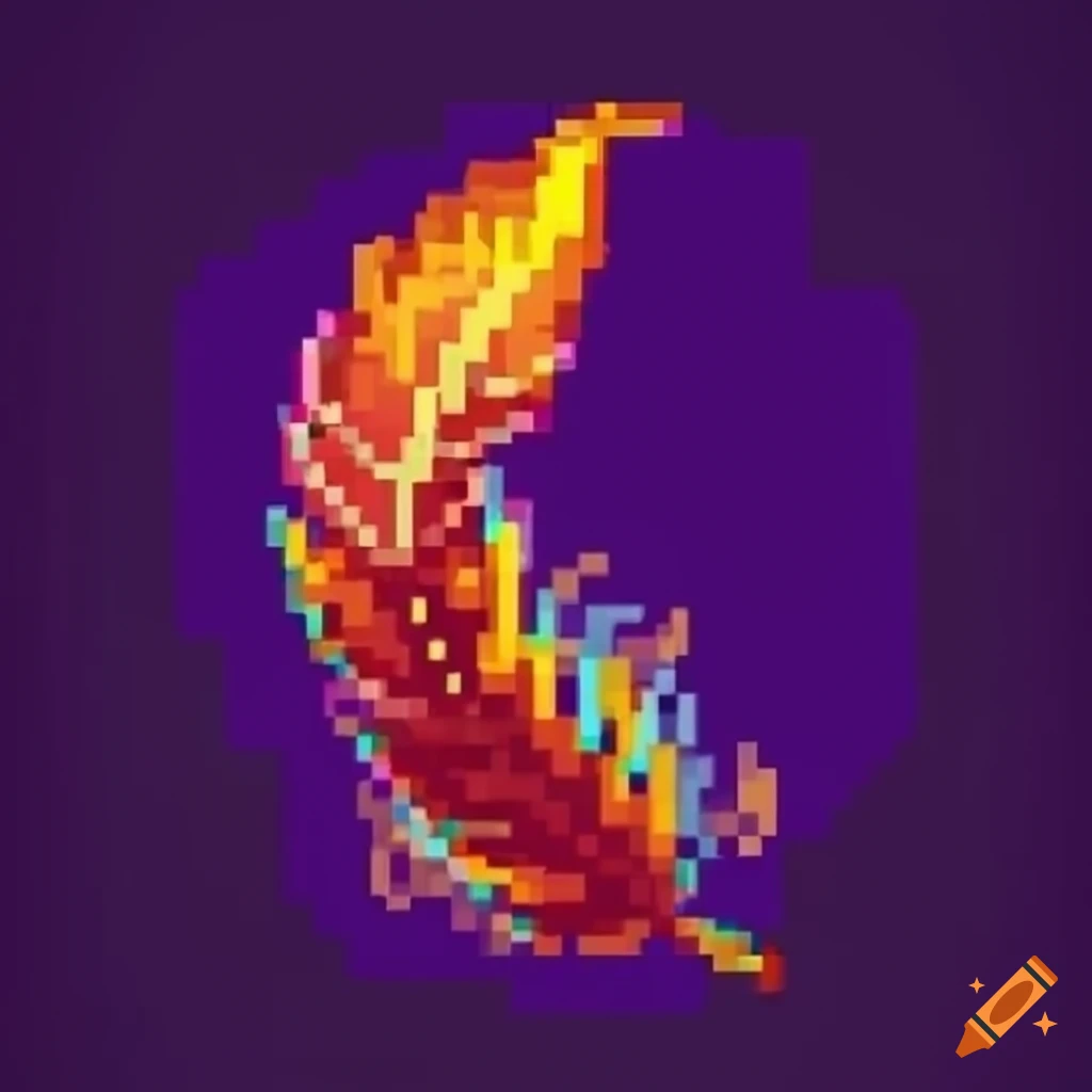 Pixel art of a phoenix feather from Stardew Valley on Craiyon