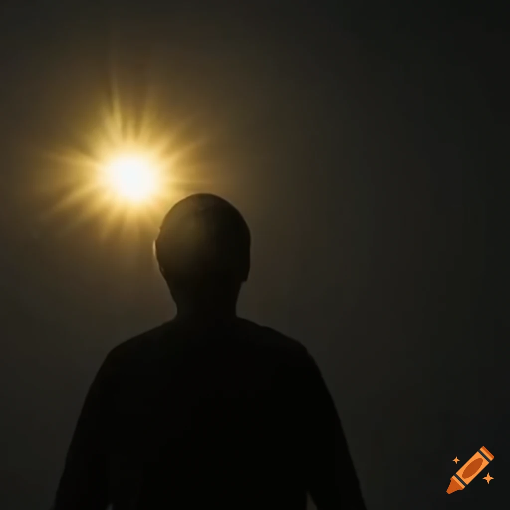Man looking at the sunrise with a sad expression