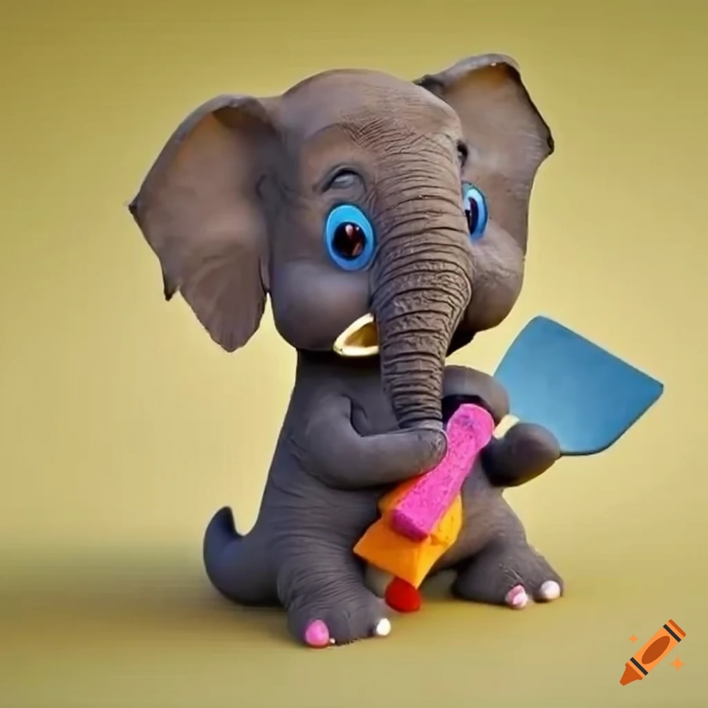 Elephant holding a construction spatula