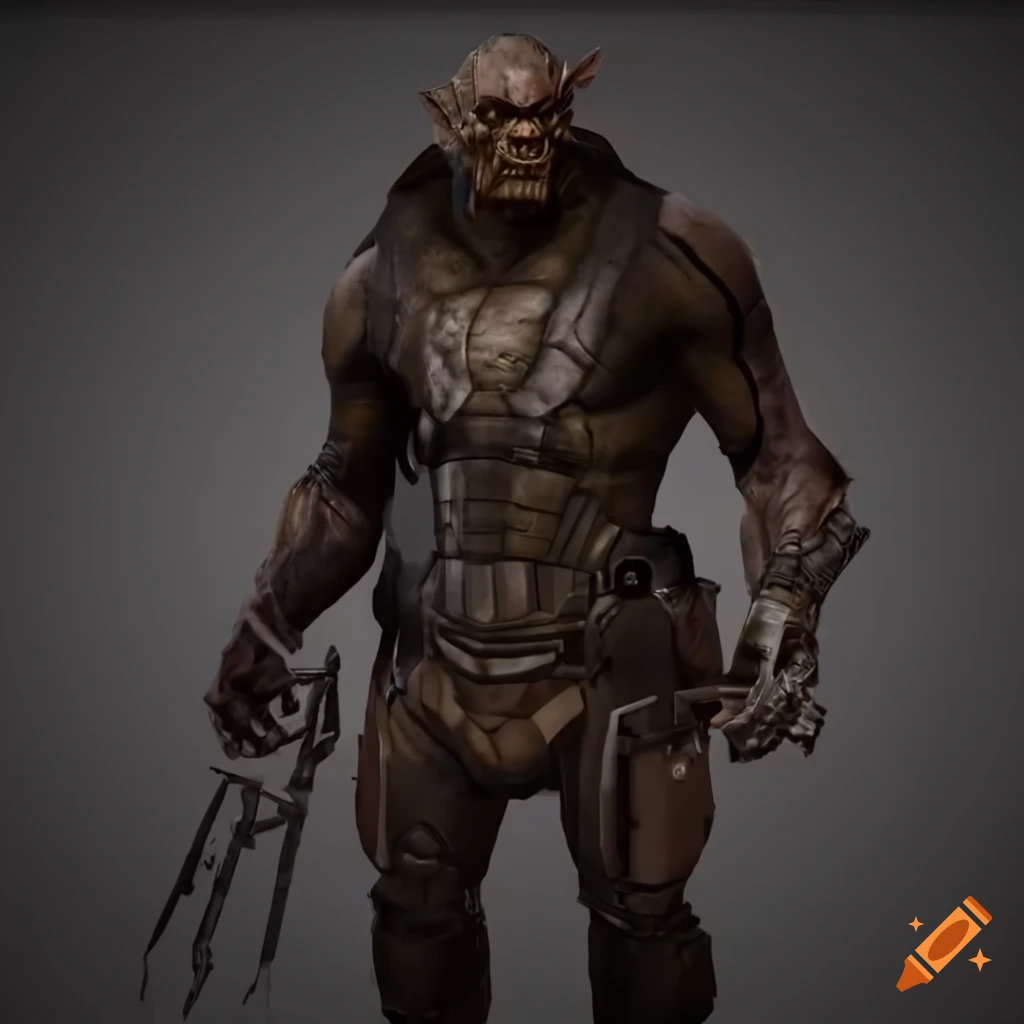 Sci-fi character with cybernetic body and black armor on Craiyon