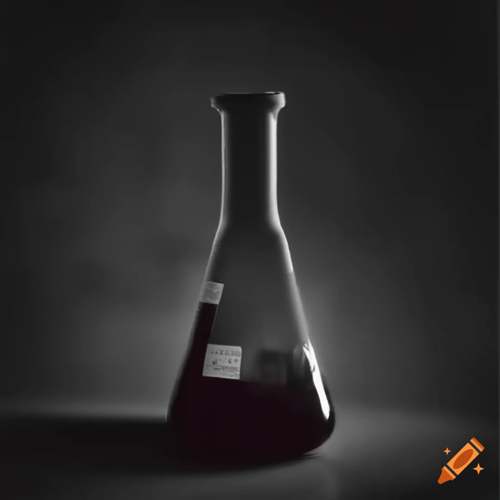 Dark style image of dust in an erlenmeyer flask on Craiyon