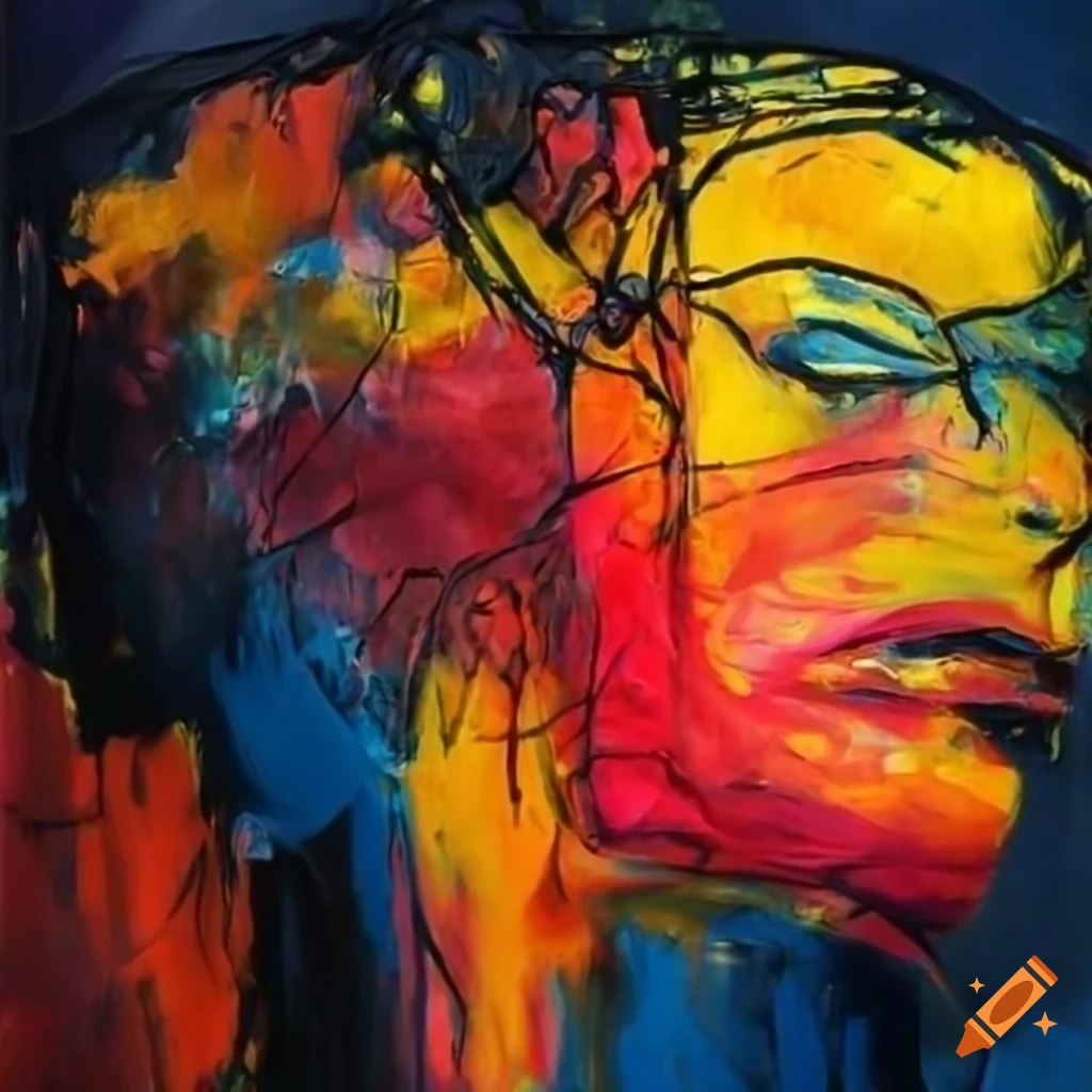 Vibrant and bold painting inspired by baselitz and de kooning on Craiyon