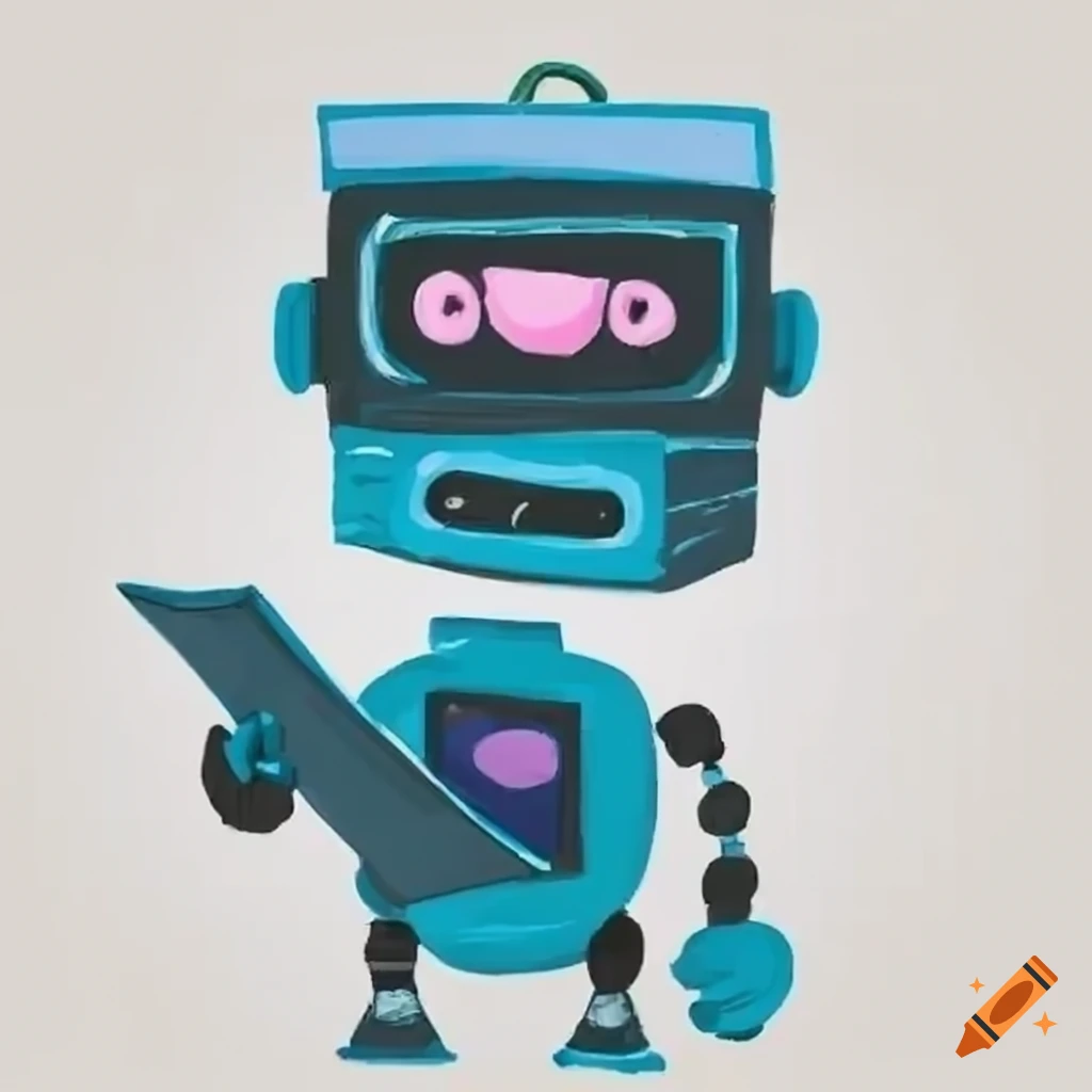 Illustration of a robot reading to children