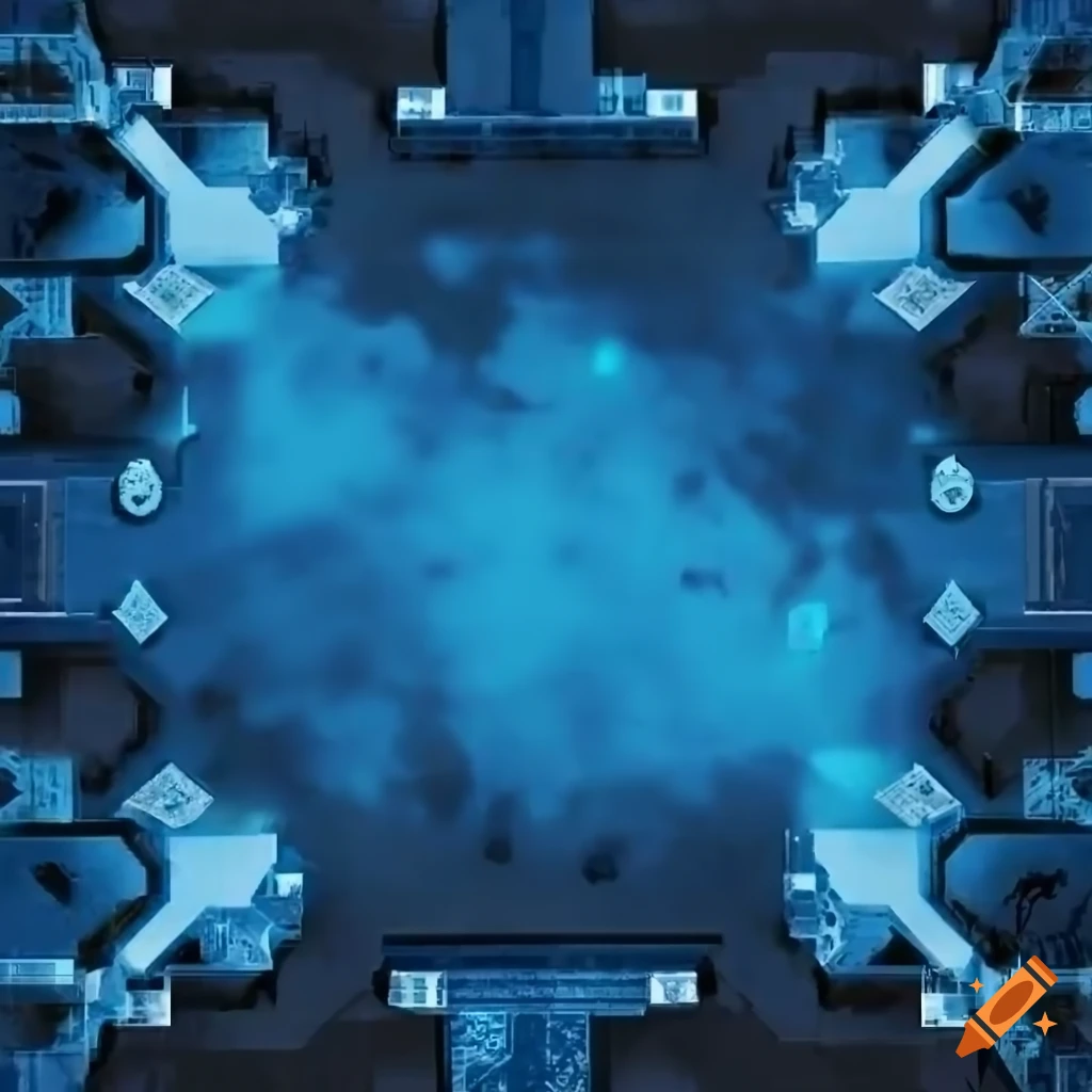 Epic blue-themed battle map on Craiyon