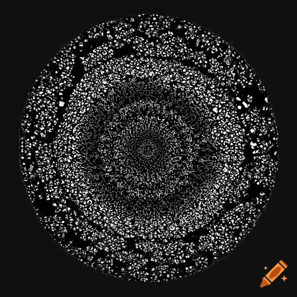 Intricate designs created with black pixel art dots on Craiyon