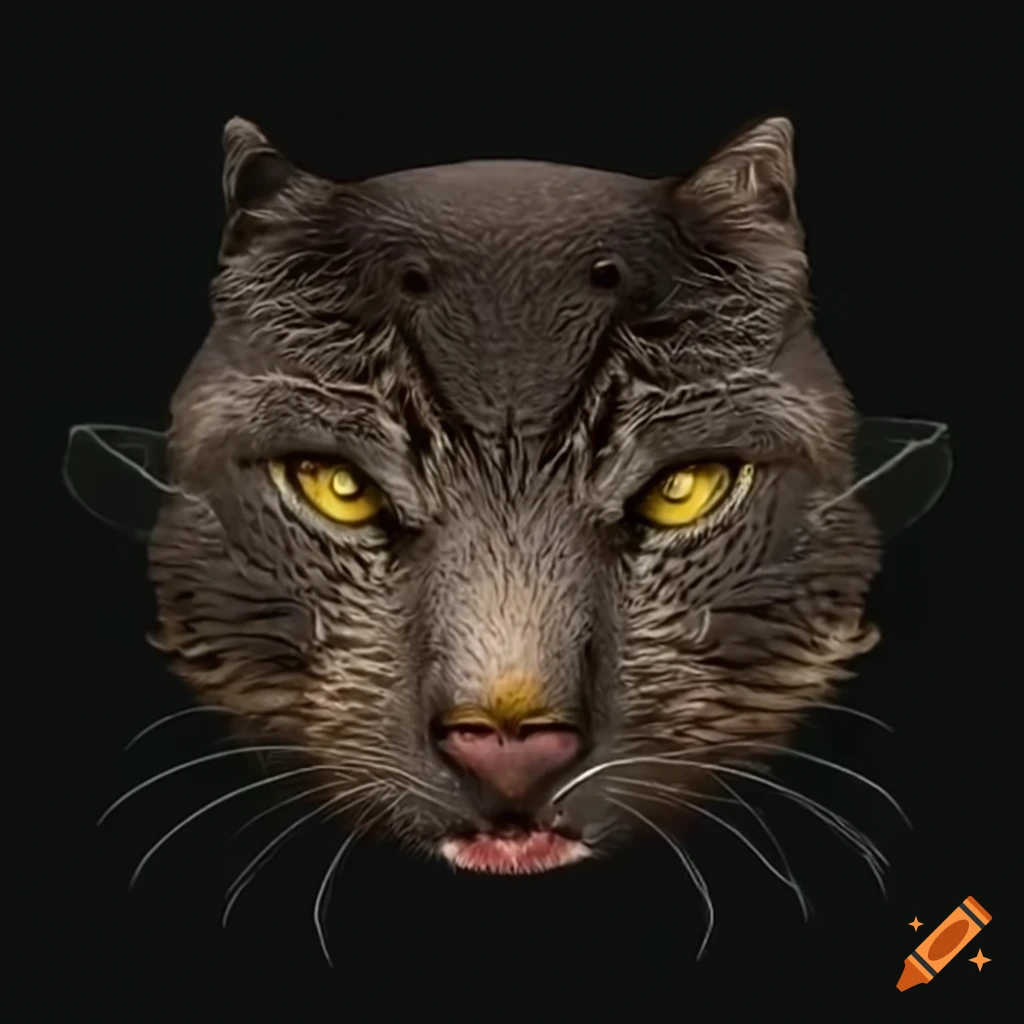 Image of a mythical creature with otter body, cat face, and hawk wings ...