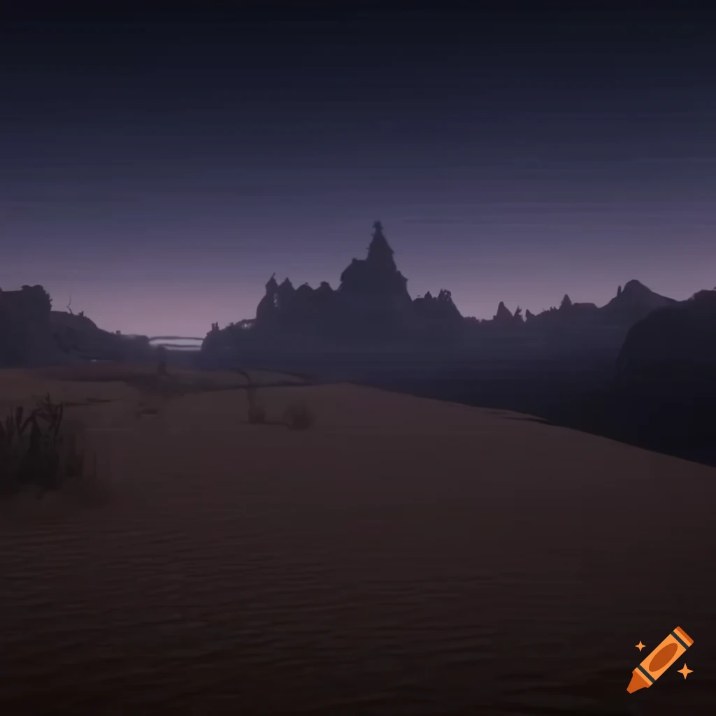 Night desert landscape in red dead redemption 2 on Craiyon