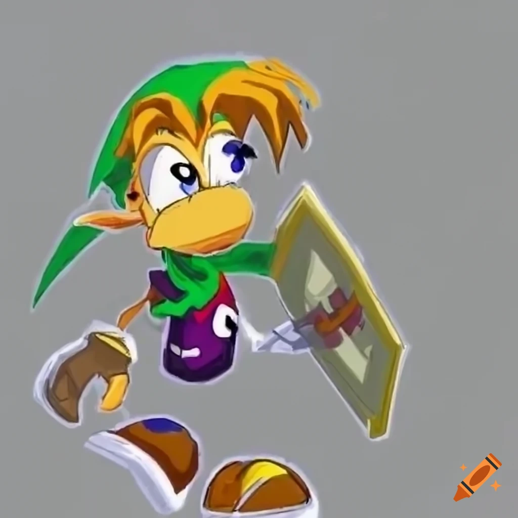 Link in rayman art style drawing on Craiyon