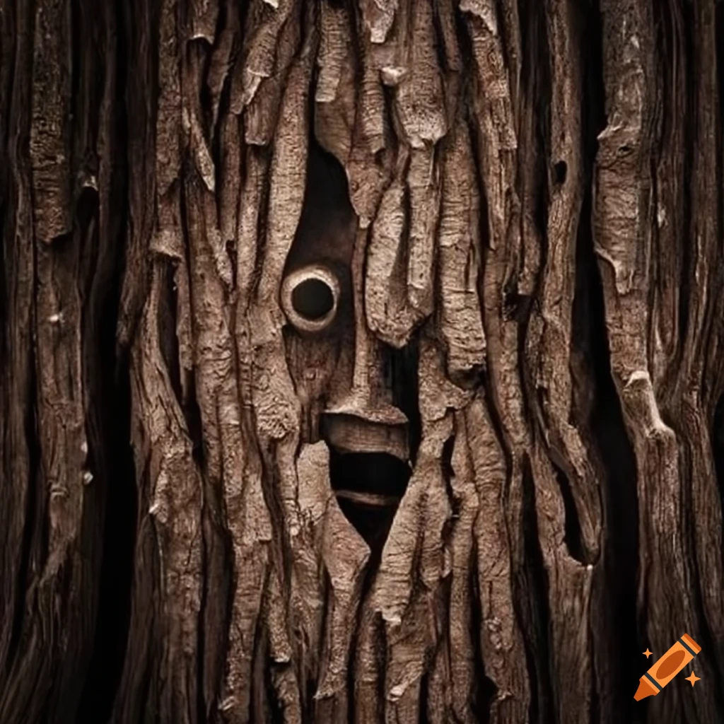 Tree stump with a mouth in darkness on Craiyon