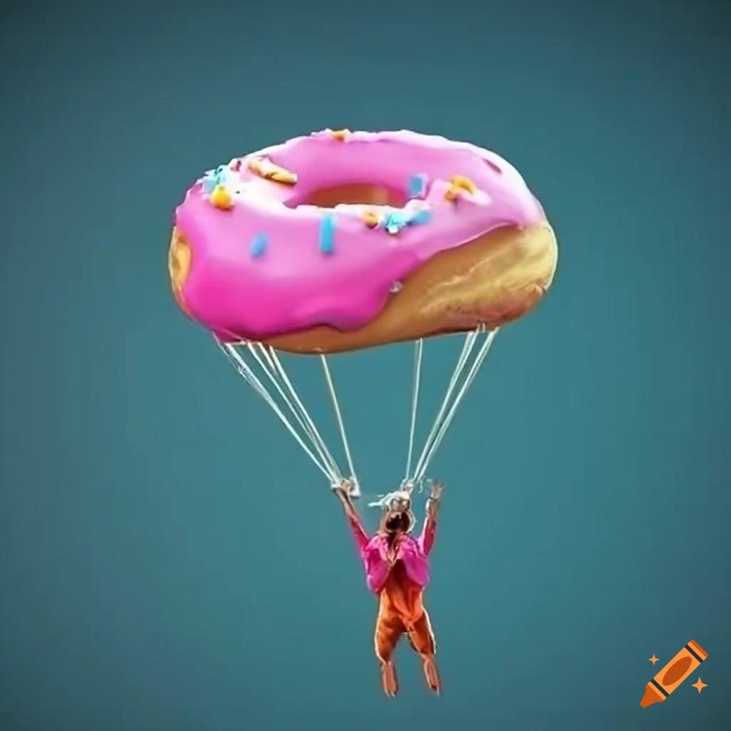 Funny donut with a parachute on Craiyon