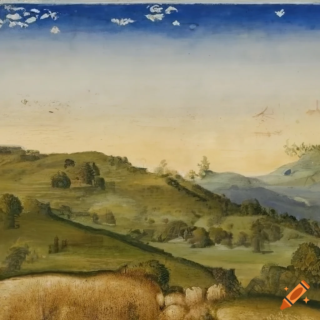 Perugia landscape in the style of giotto painting fresco on Craiyon