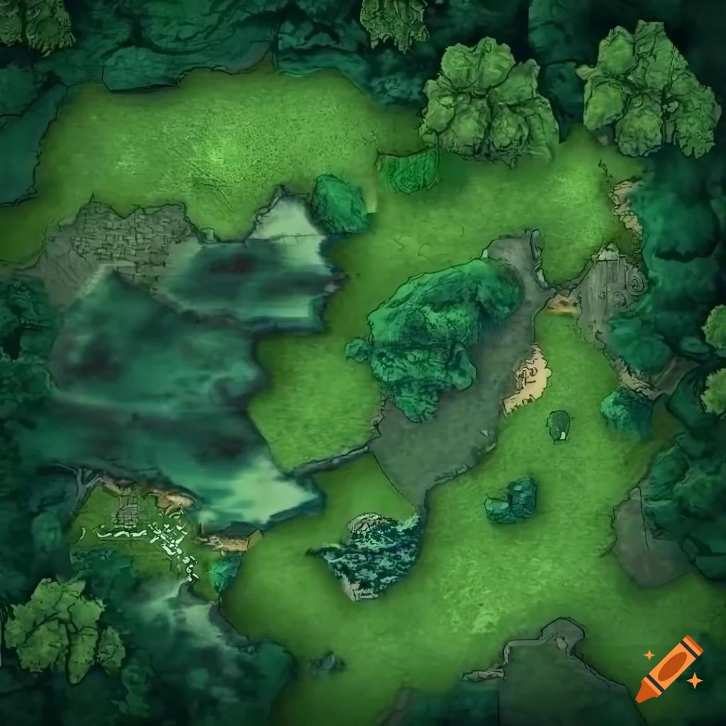 Epic green-themed battle map on Craiyon