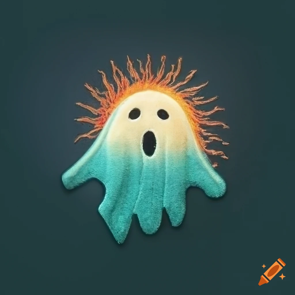 Minimalist design patch with ghost emoji and sun emoji on Craiyon