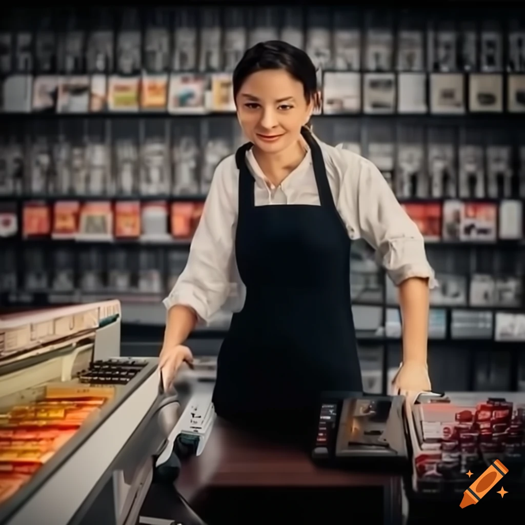 Cashier at a computer store on Craiyon