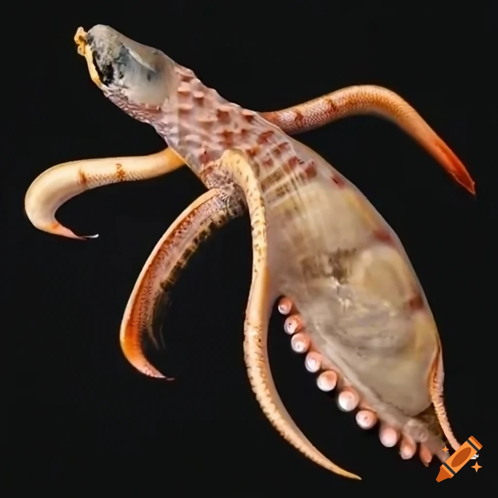 Creature with lobster head, turtle shell, and octopus tentacles on Craiyon