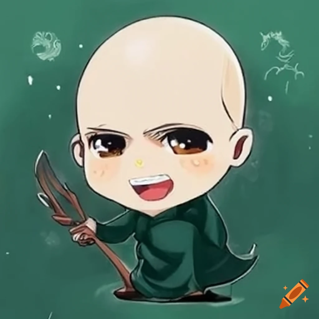 Cute anime illustration of voldemort on Craiyon