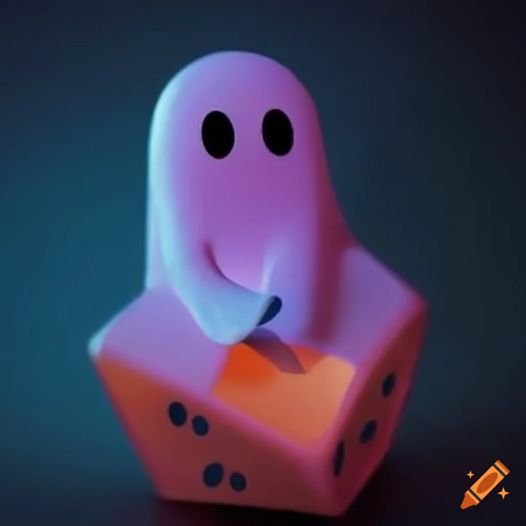 Artistic representation of a ghost on a dice on Craiyon
