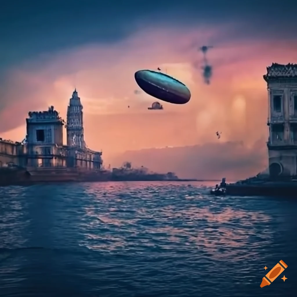 Image of a Cuban city with steampunk airships on Craiyon