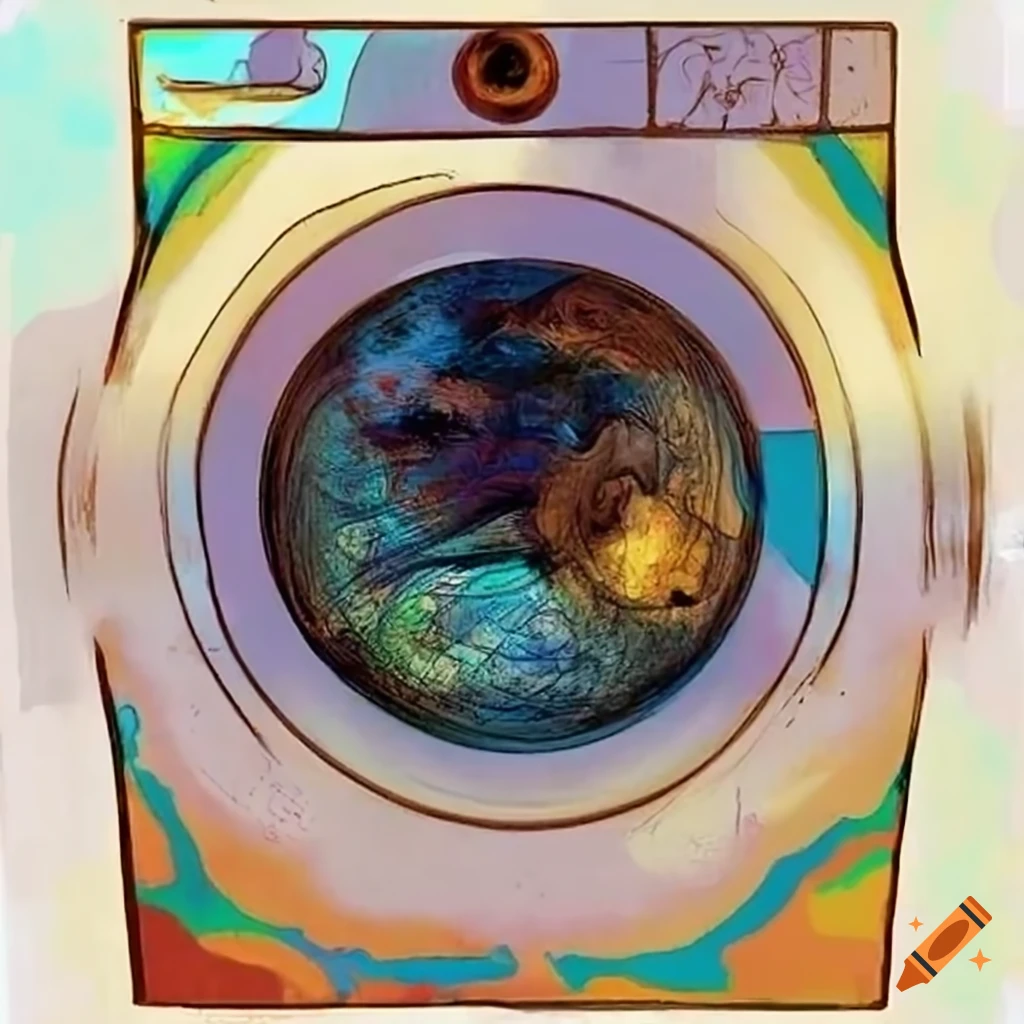Colorful drawing of a modern washing machine by Leonardo da Vinci on ...