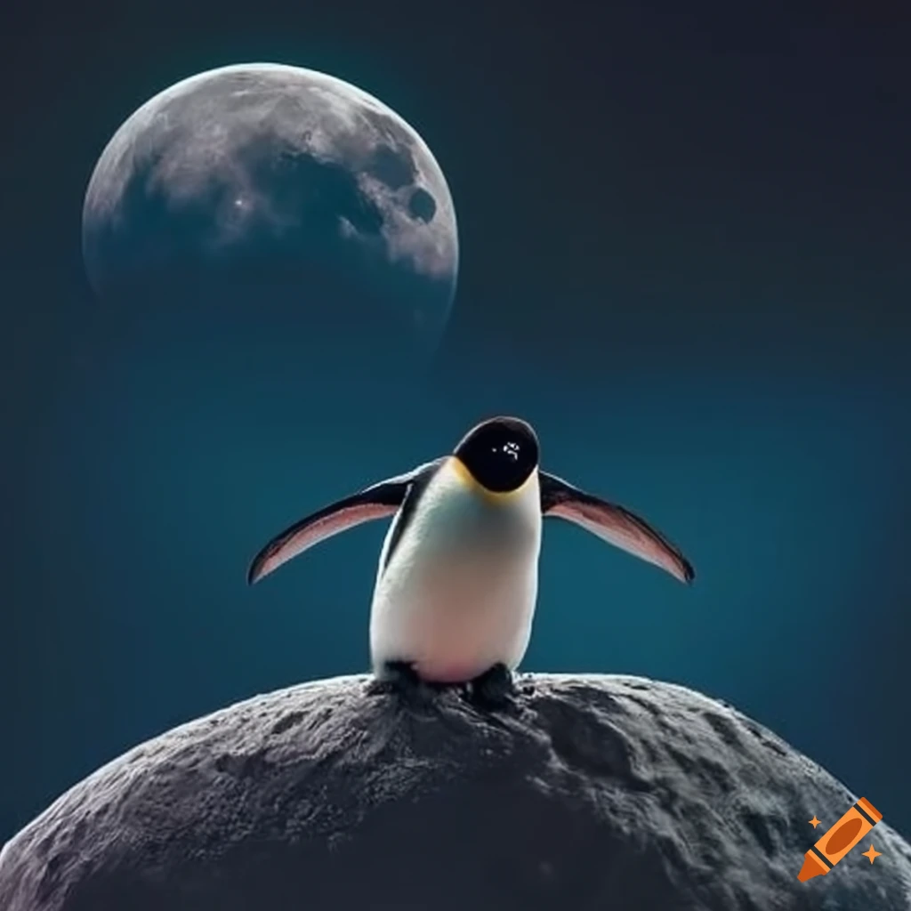 Penguin on the moon on Craiyon