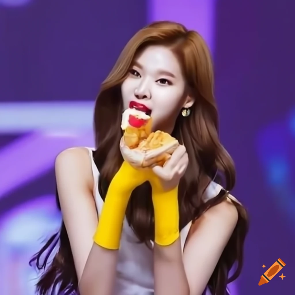 Sana from Twice eating queso on Craiyon