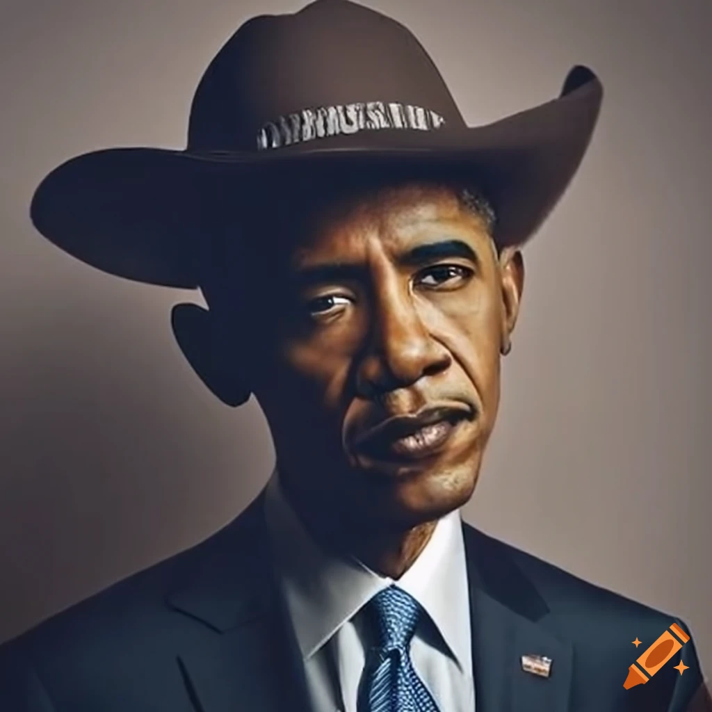 Satirical depiction of barack obama as a cowboy on Craiyon