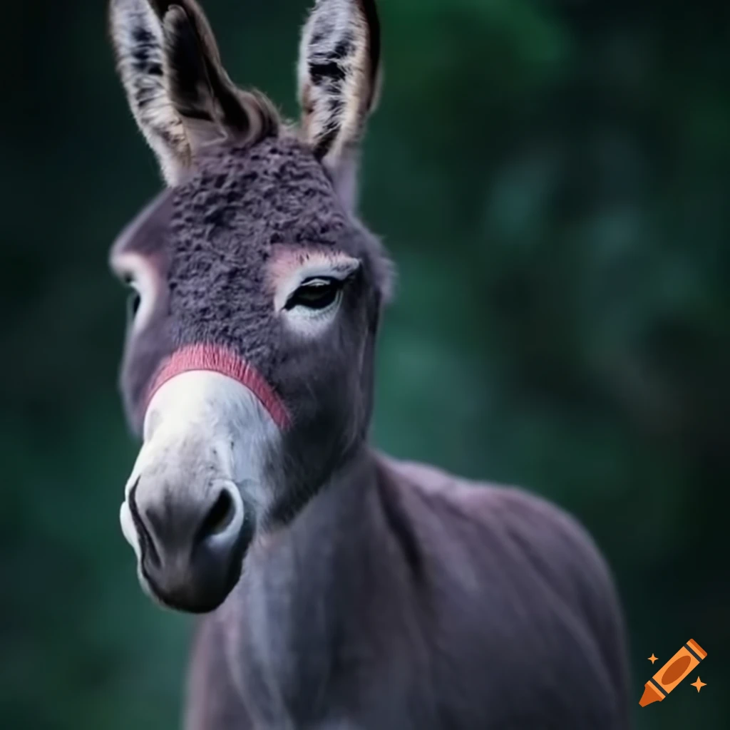 Donkey in a red forest on Craiyon
