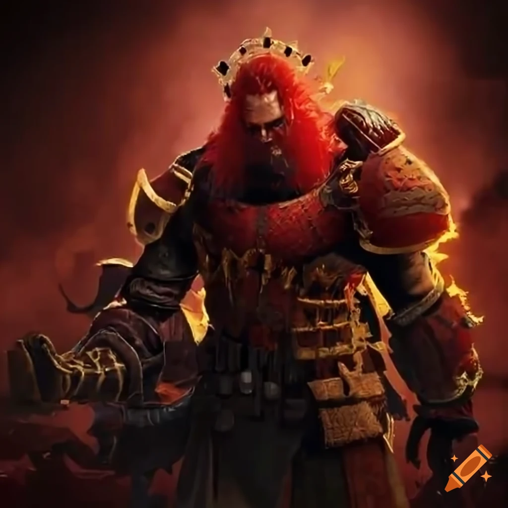 Image of a red-bearded king ready for battle on Craiyon