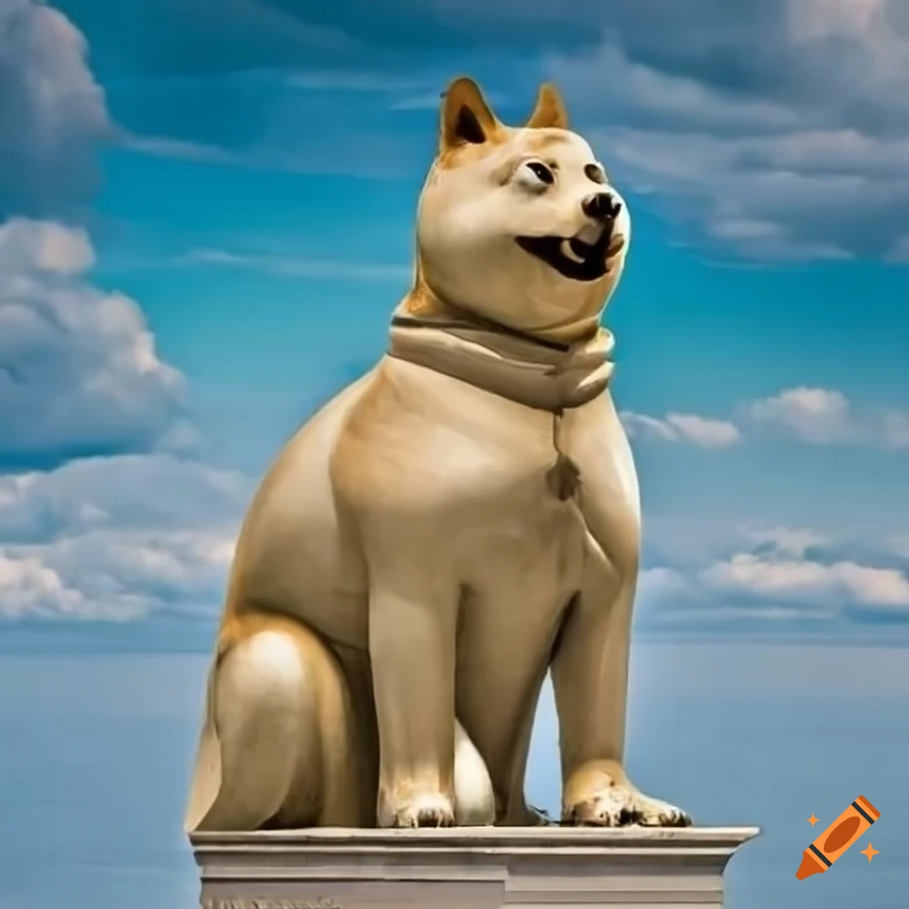 Statue of a majestic doge in a square on Craiyon