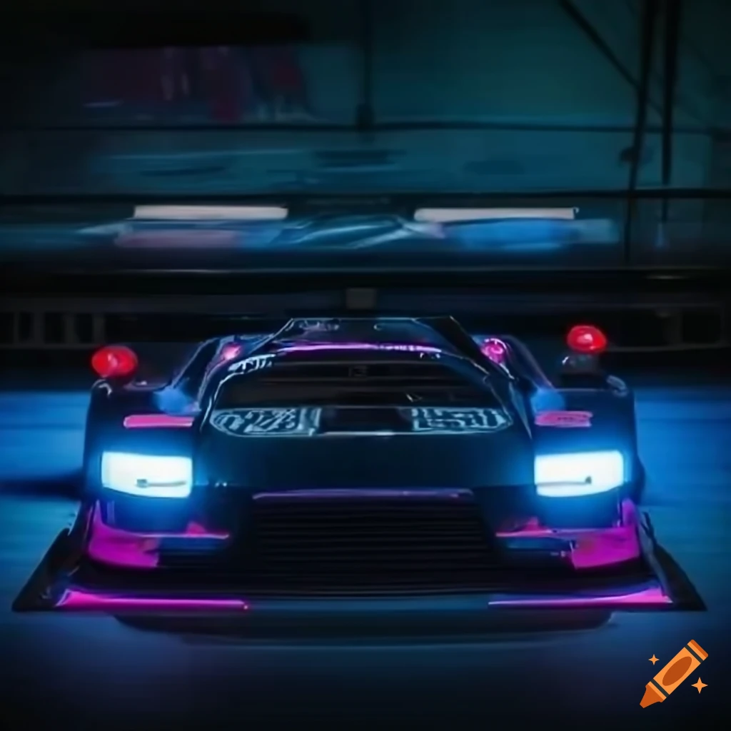 Cyberpunk race car inspired by akira on Craiyon