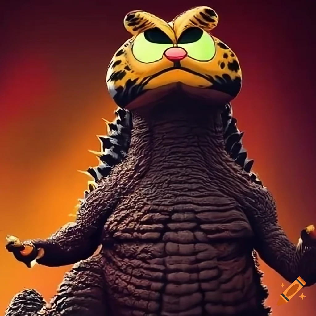Garfield fighting godzilla on Craiyon