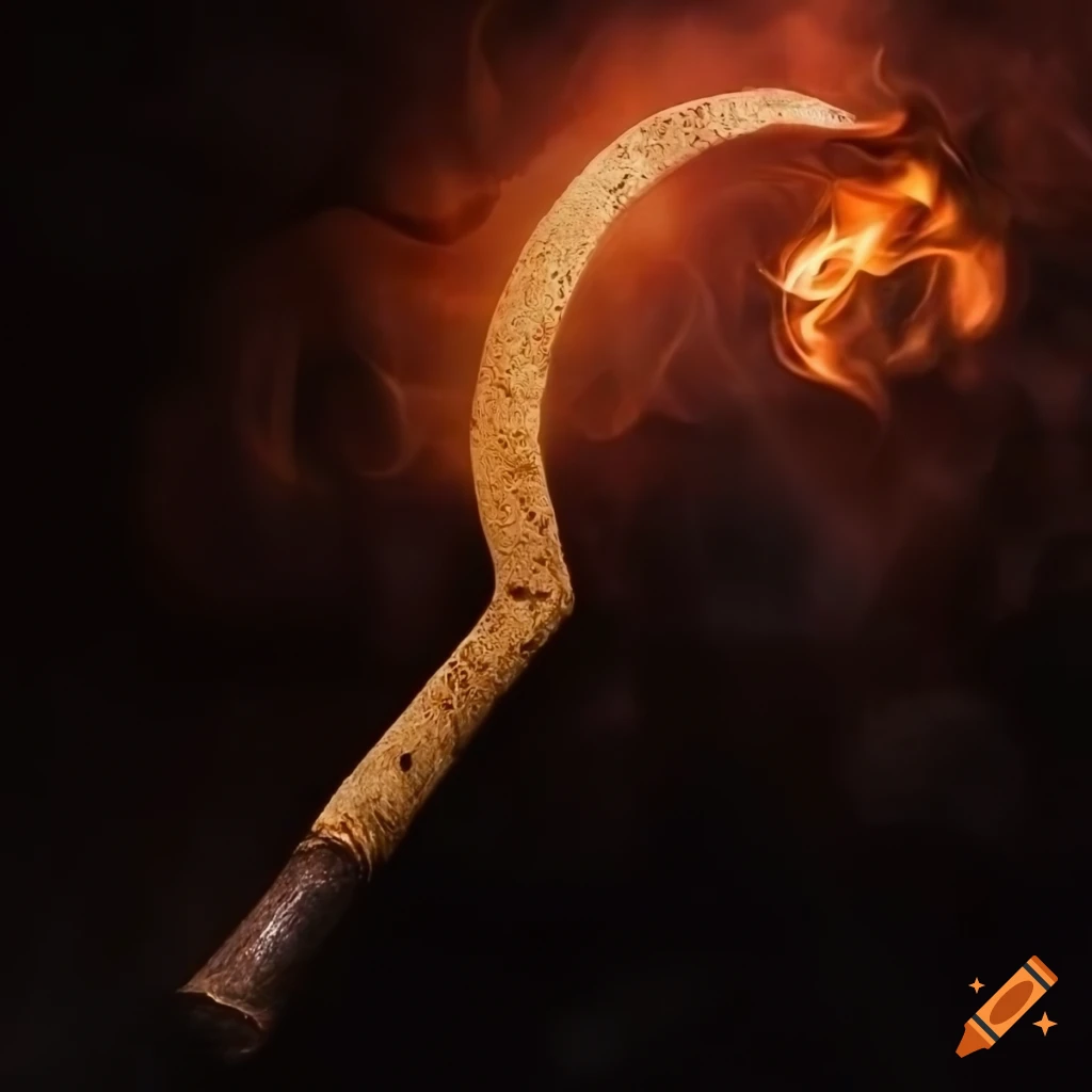 Image of a flaming sickle on Craiyon