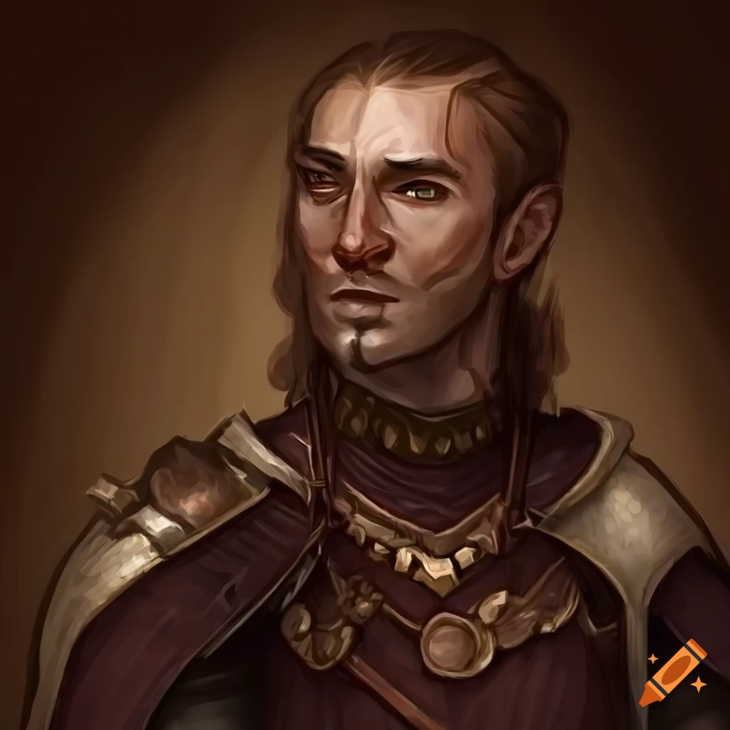 Detailed drawing of a male NPC for DND 5th edition on Craiyon