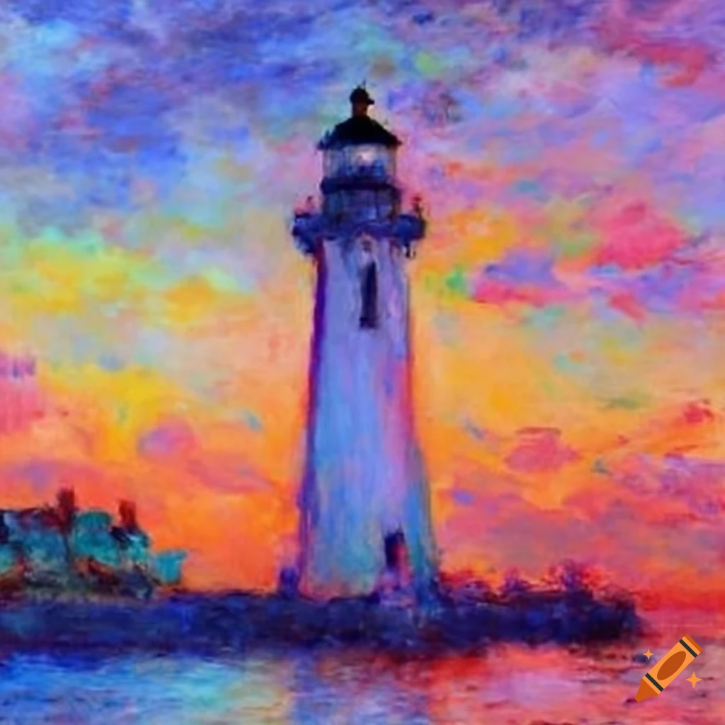 Monet style impressionist painting of a light seascape on Craiyon