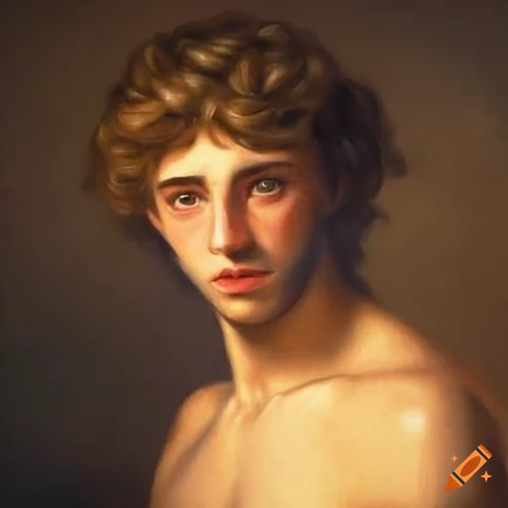 Oil painting of a confident and powerful male god on Craiyon