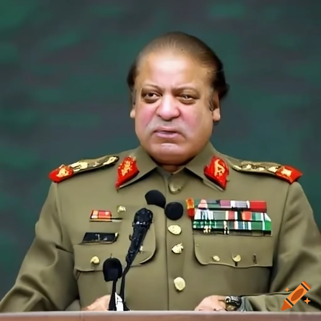 Nawaz sharif addressing military personnel on Craiyon