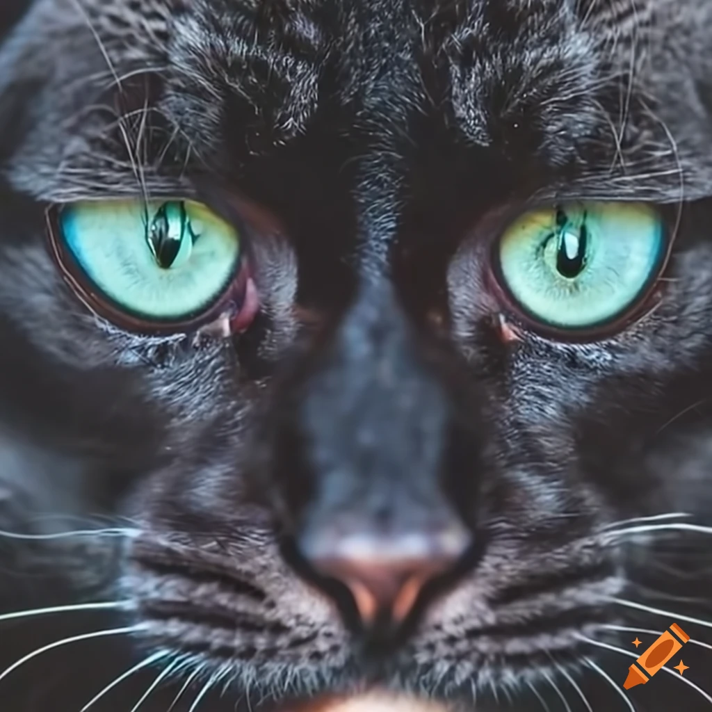 Close-up of a mesmerizing black cat on Craiyon