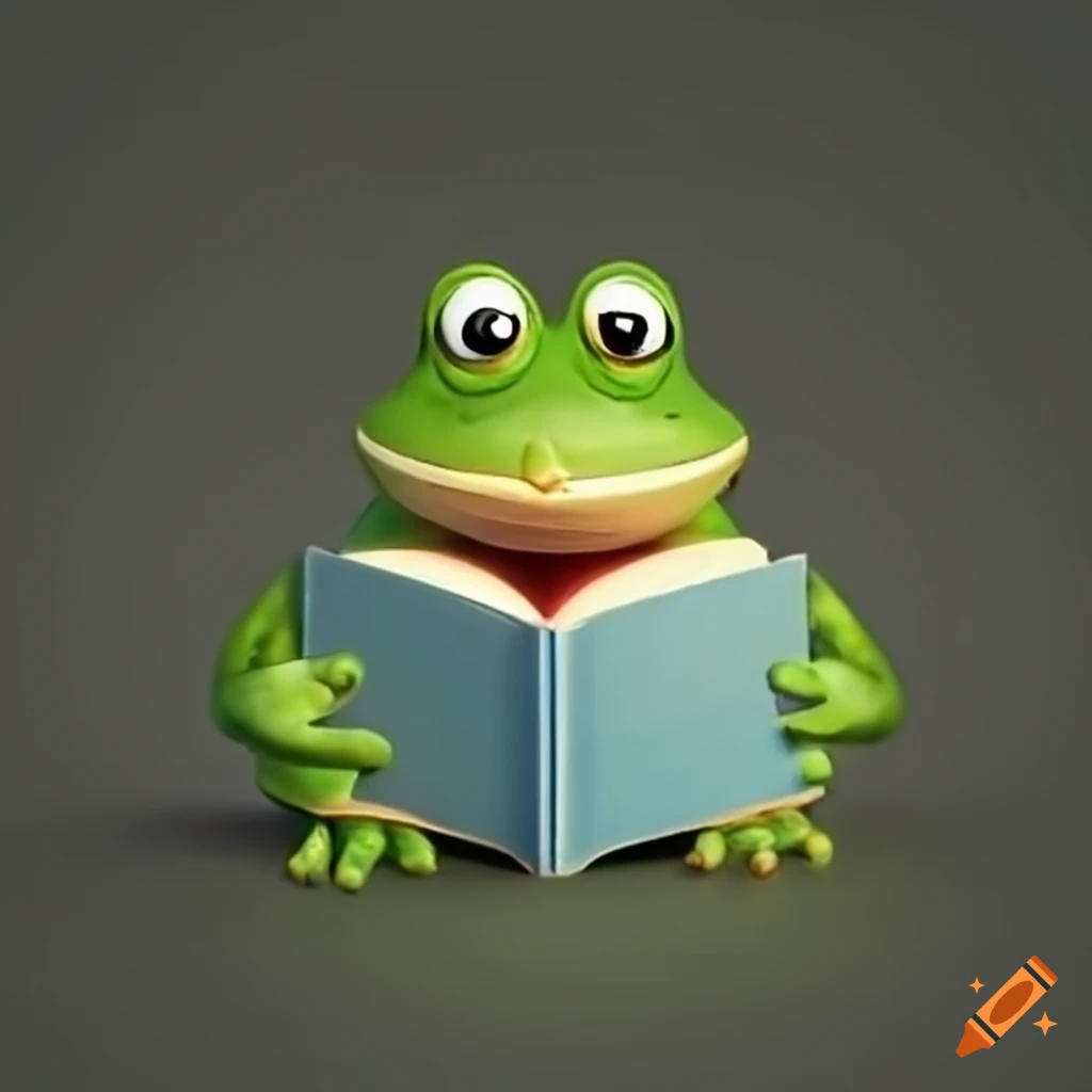 Frog reading a book