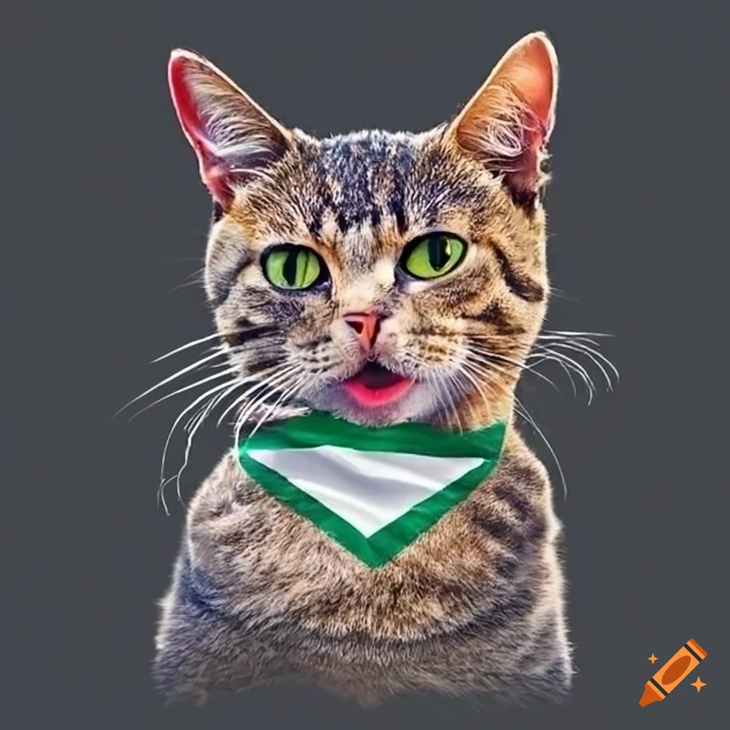 Cat wearing palestinian flag shirt on Craiyon