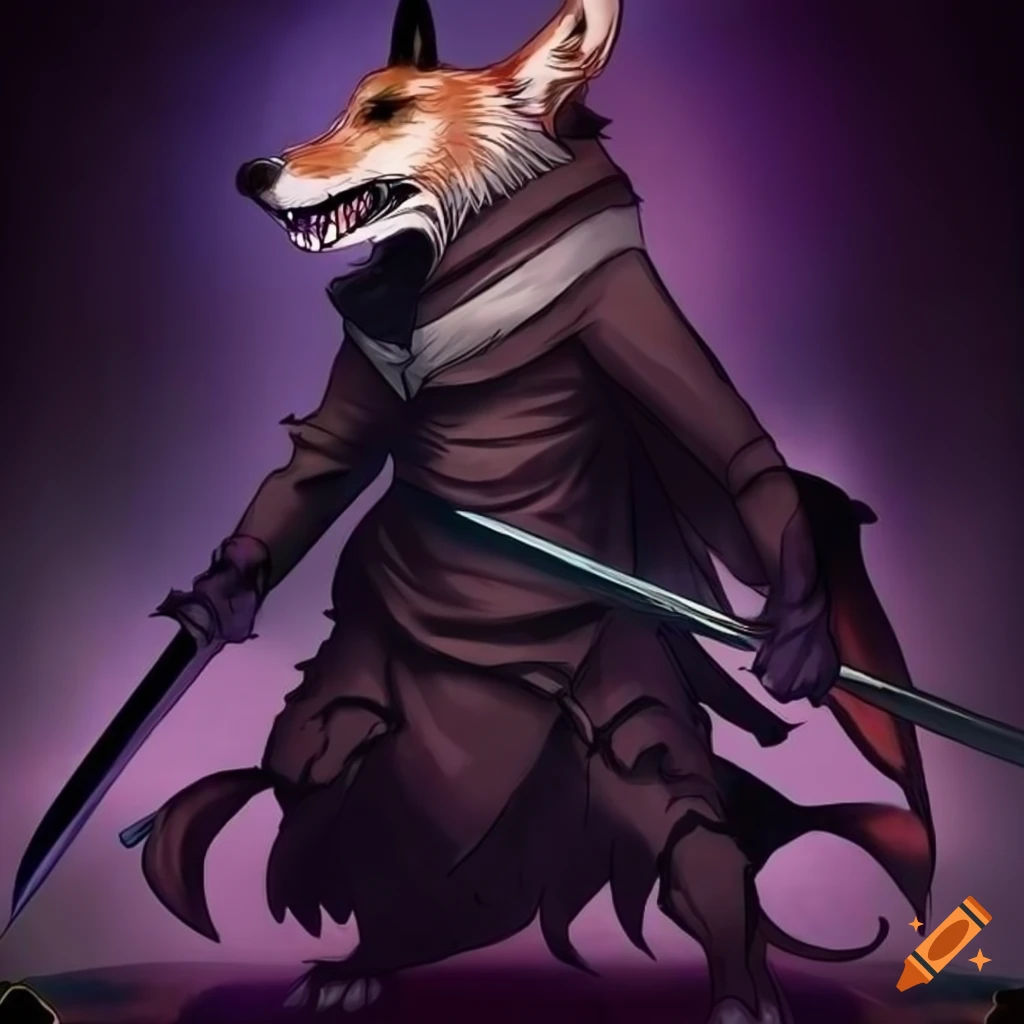 Digital art of a corgi-hellhound hybrid with a magical sword on Craiyon