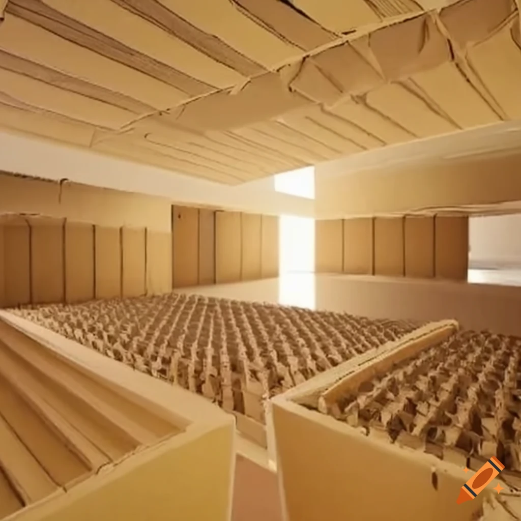 Artistic representation of a room made from cardboard