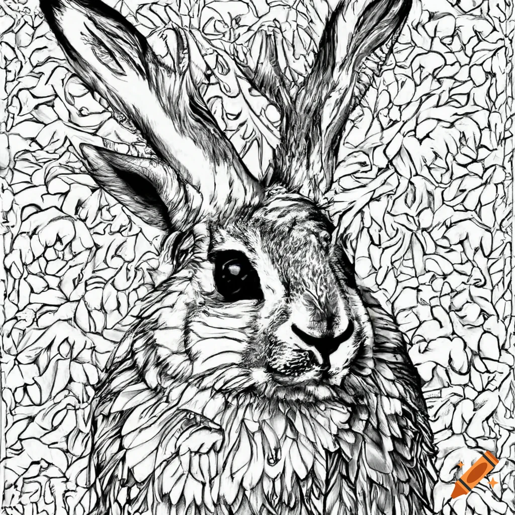 Black and white jackalope coloring page on Craiyon