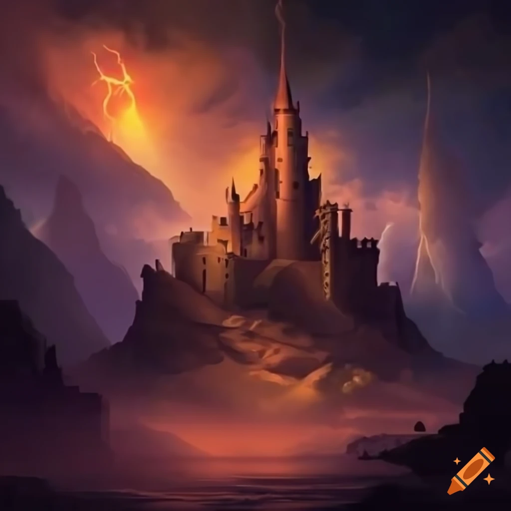 Transformation of a castle from ruins to new building on Craiyon