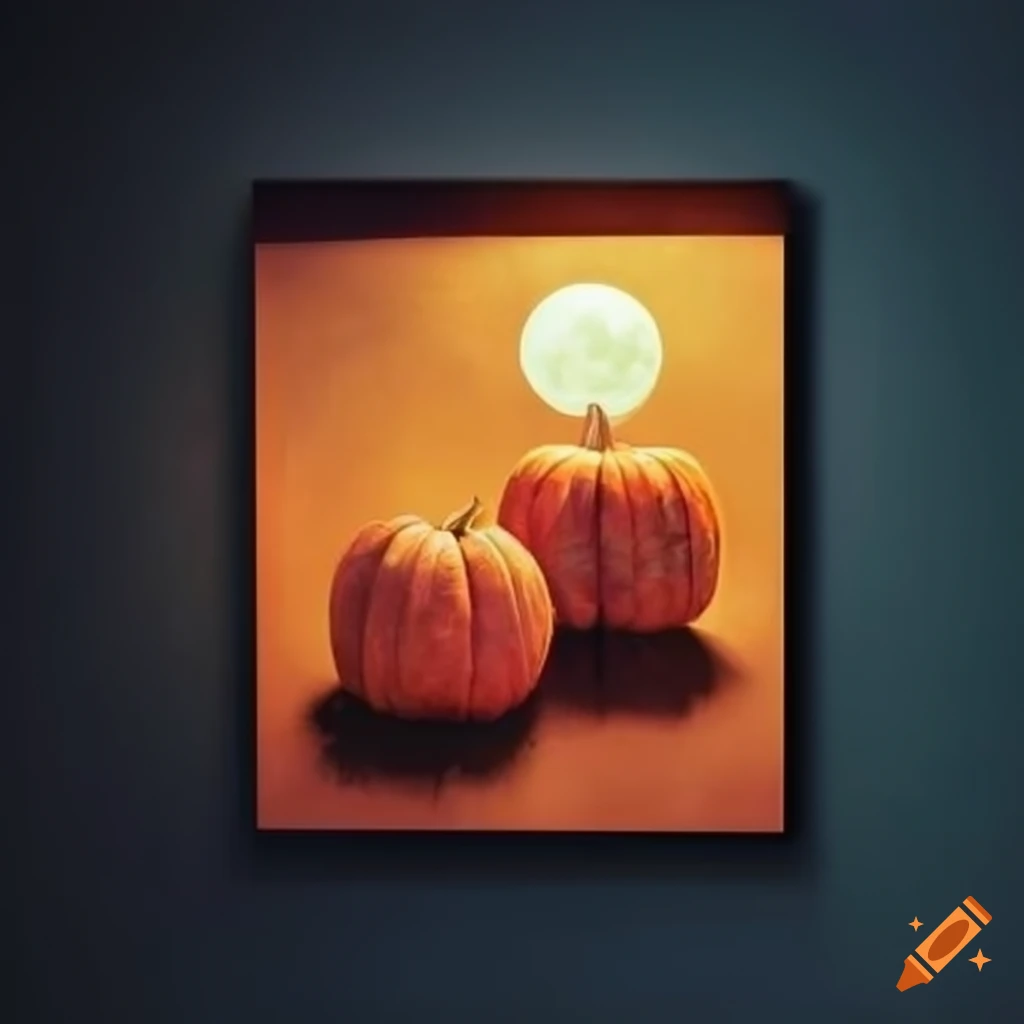 Unique artwork of square-shaped pumpkins and full moon on Craiyon