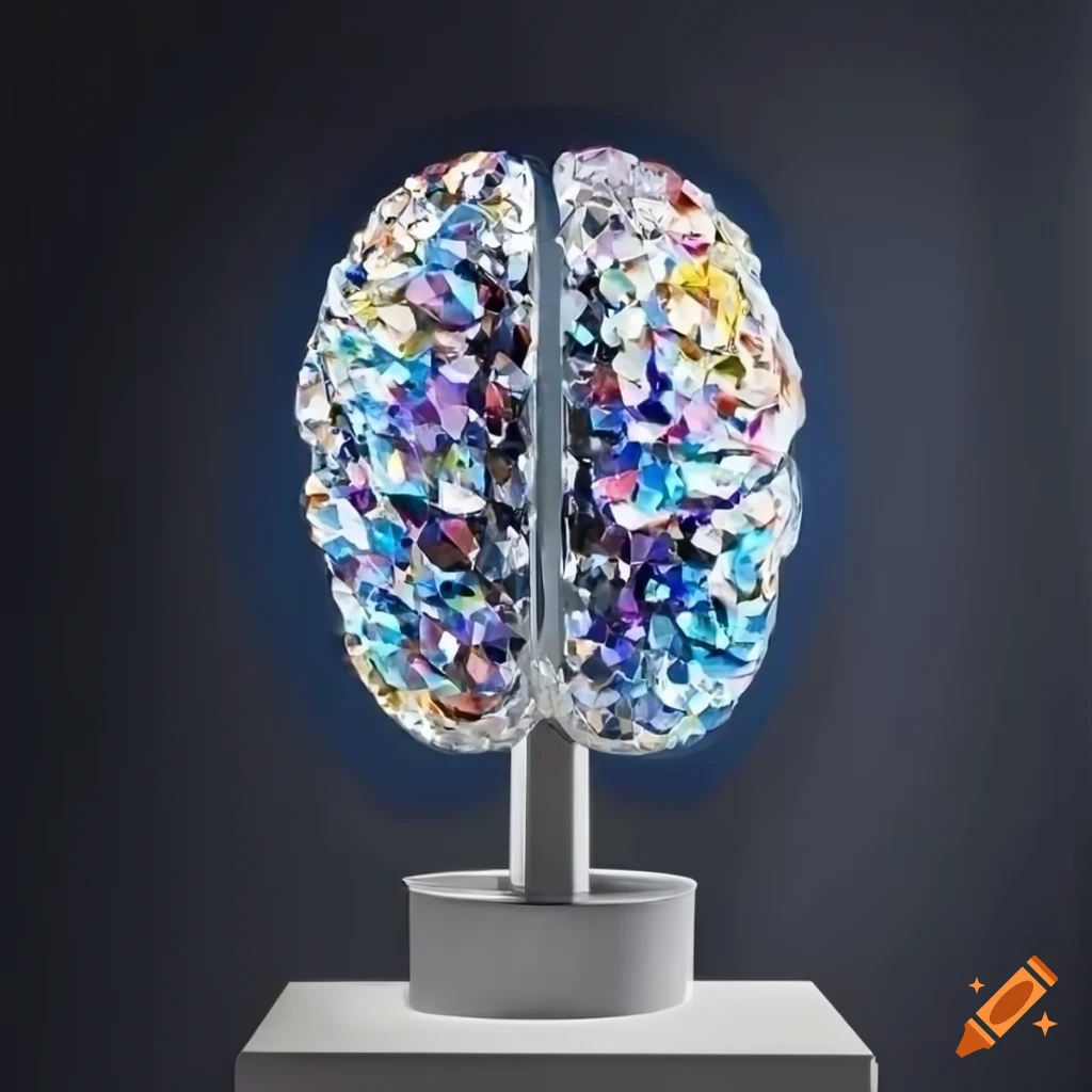 Knife palette painting of a swarovski crystal brain on Craiyon