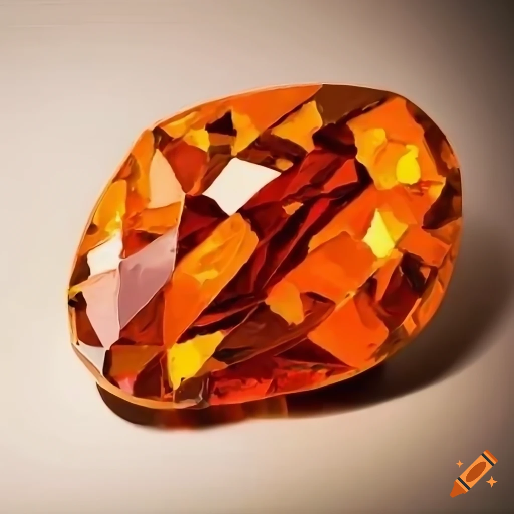 Palette knife painting of an uncut orange gemstone