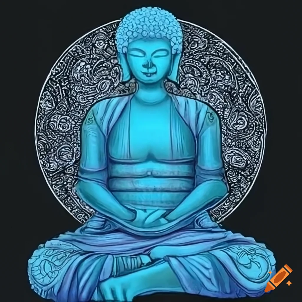 Hand drawn buddha sketch on Craiyon