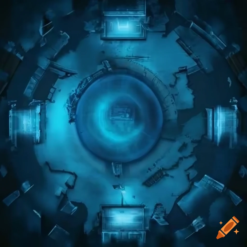 Blue-themed epic battle map on Craiyon