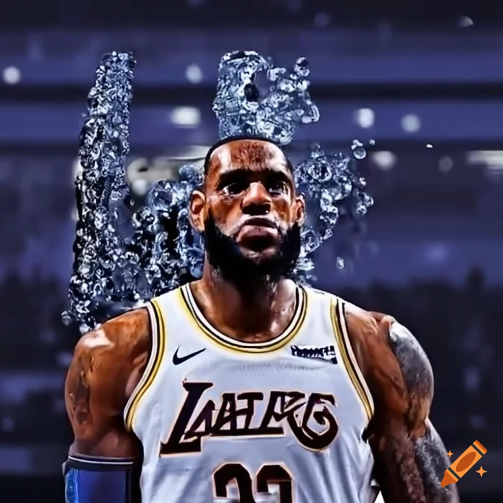 LeBron James performing a water trick on Craiyon