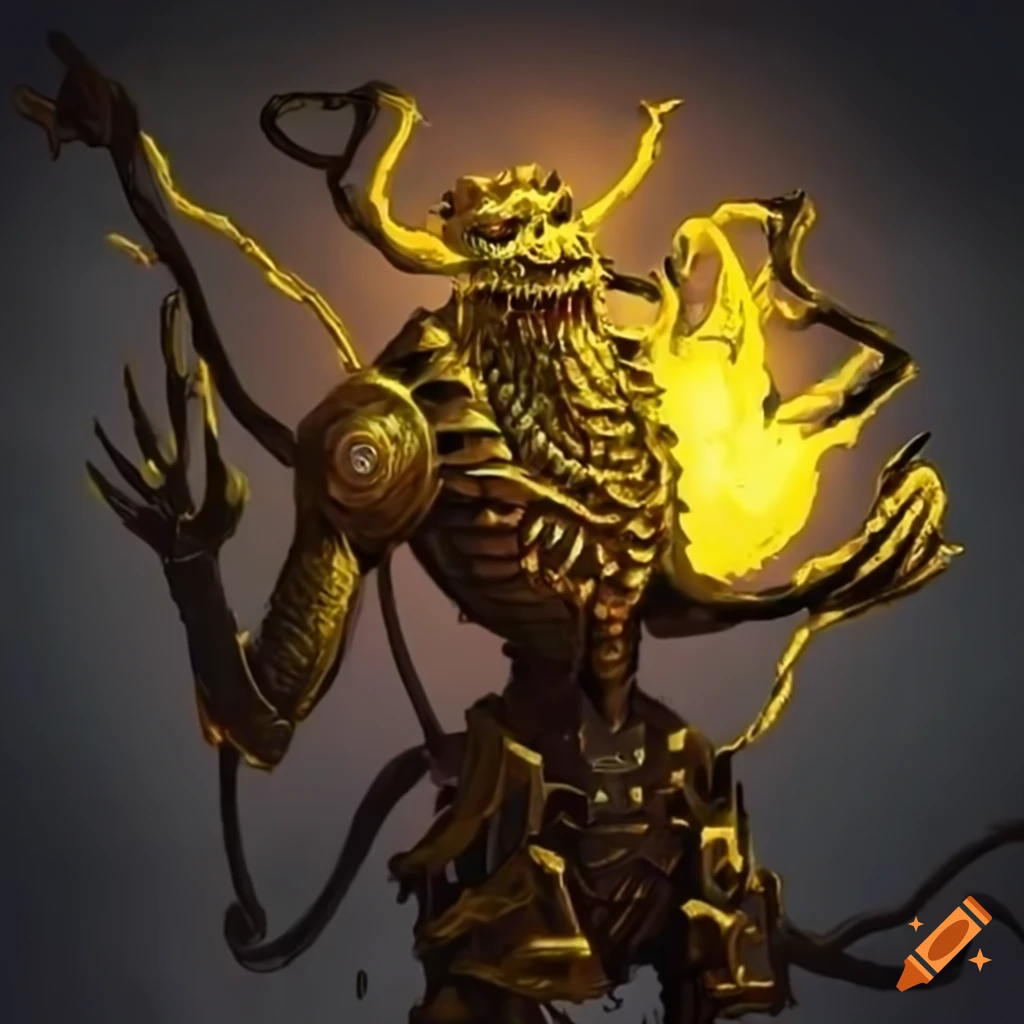 Image of an evil mechanical creature in a fantasy setting